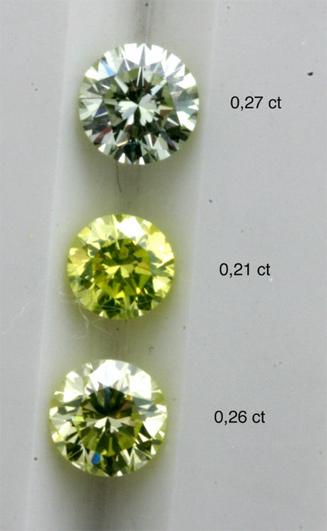 Three intense yellow brilliants