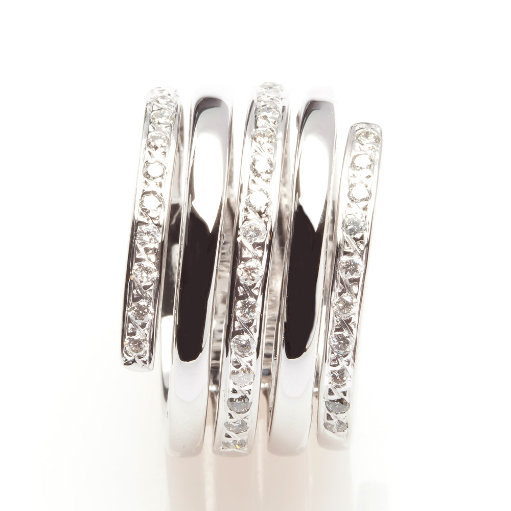 White Diamond Spiral Ring
