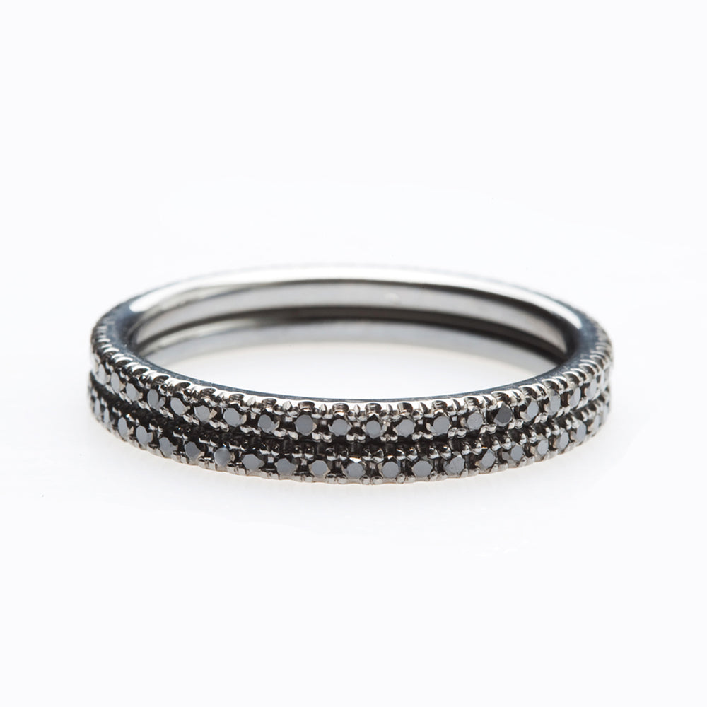 Stackable Black Diamond Eternity Wedding Rings